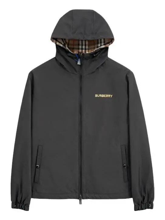 Burberry Hooded Jacket With Zipper Closure - Black