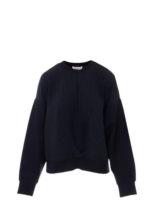 TWINSET Pleated Crewneck Sweatshirt - Black