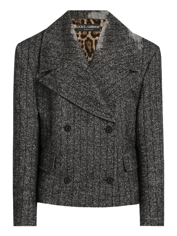 Dolce & Gabbana Striped Double-breasted Jacket - Black