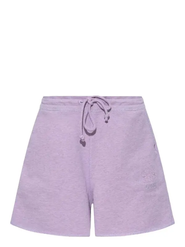 GANNI Logo Embroidered Drawstring Shorts - Purple