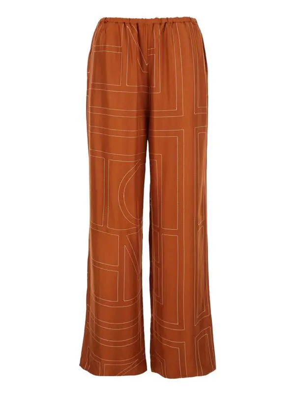 TOTEME Monogram-patterned Wide-leg Trousers - Brown