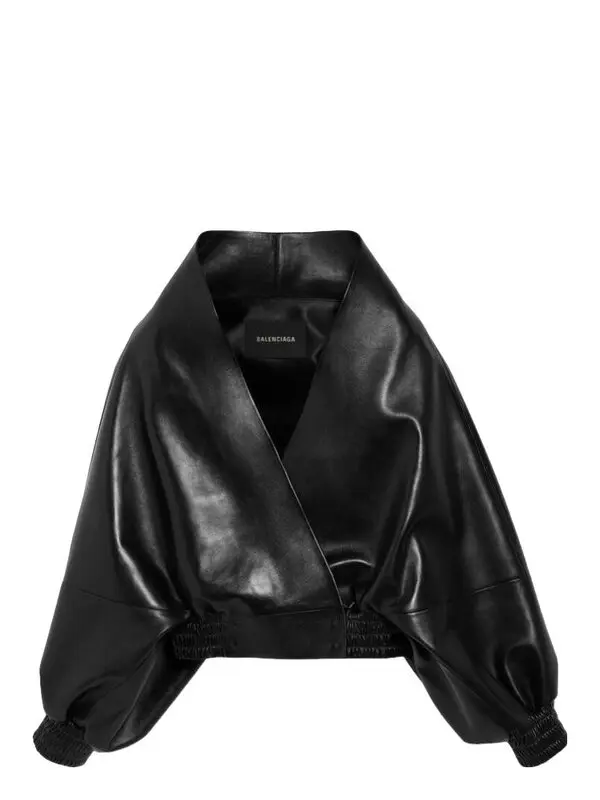 Balenciaga Draped Cropped Jacket - Black