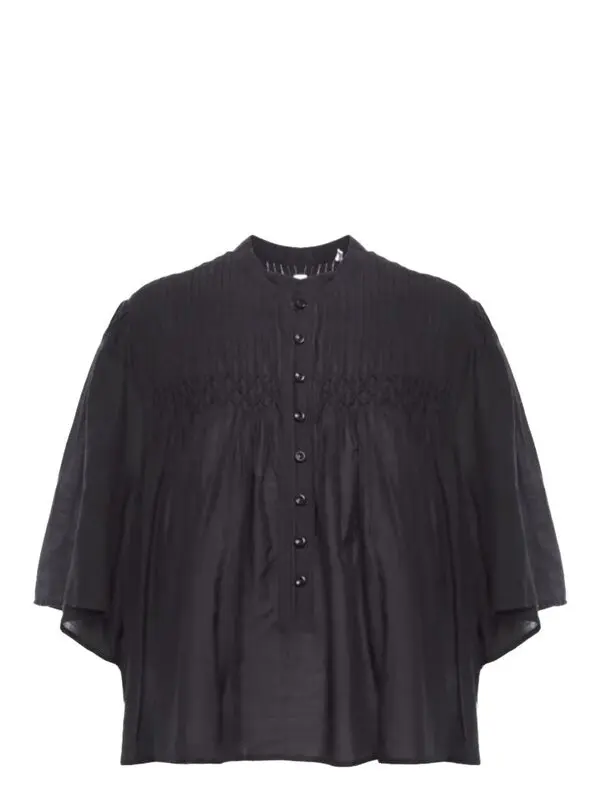 Isabel Marant Étoile Pleated Ruffled Sleeve Shirt - Black