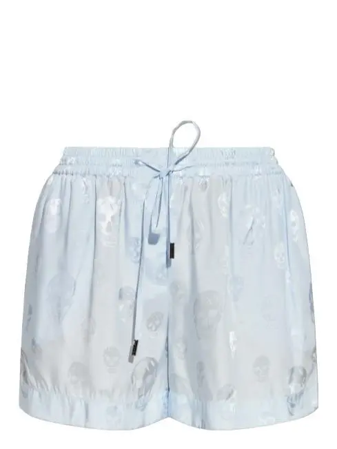 Alexander McQueen Drawstring Shorts With Skull Motif - Blue