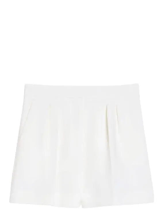 Max Mara Wool Canvas High-waisted Pleated Shorts - White