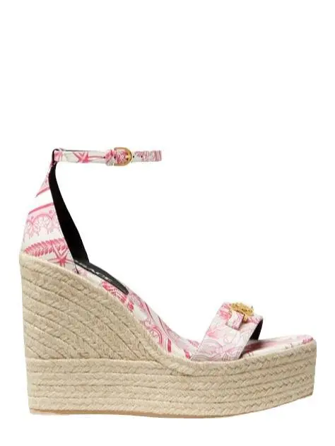 Versace Round-toe Wedge Platform Sandals - Gold/pink