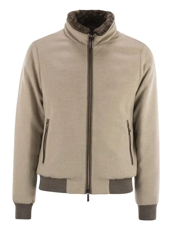 MOORER Padded Bomber Jacket - Nude