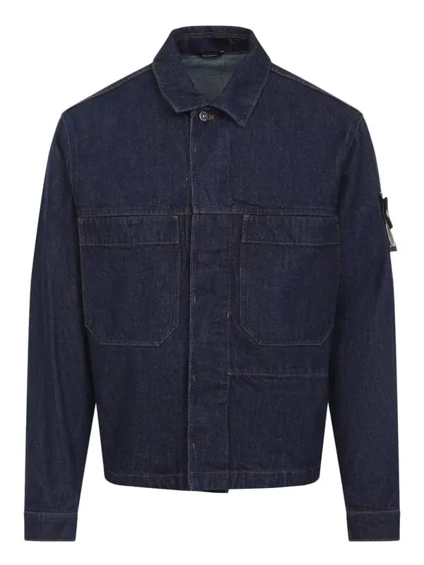 Stone Island Logo Patch Denim Jacket - Blue Rinse