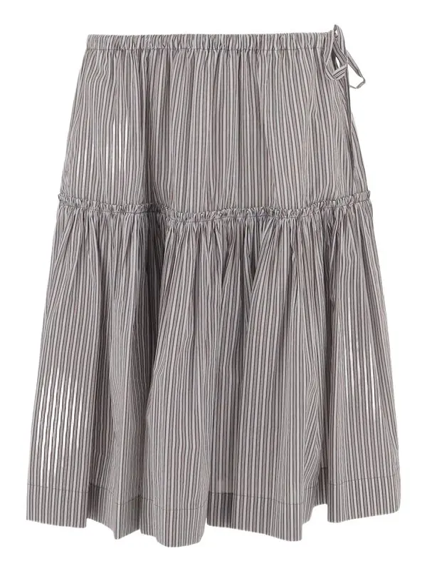 Dries Van Noten Midi Skirt With Vertical Stripes - Grey