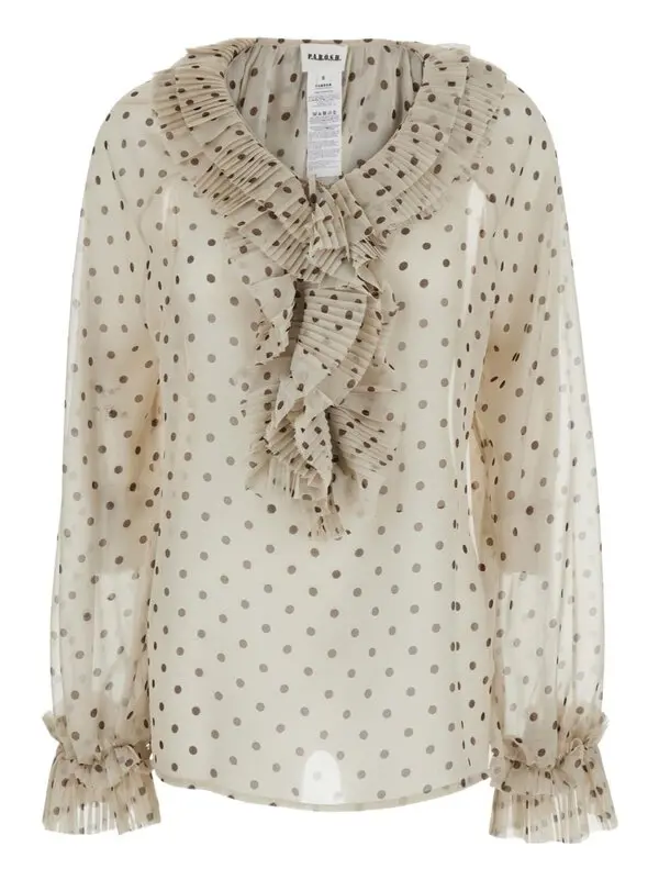 P.a.r.o.s.h Polka Dot Ruffled Top - Nude