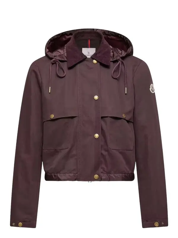 Moncler Aconitum Hooded Cotton Linen Blend Shirt Jacket - Wine Red