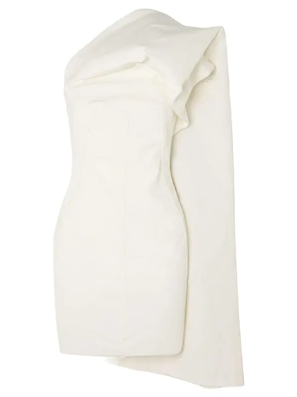Rick Owens One-shoulder Shawl-effect Pleated Mini Dress - White