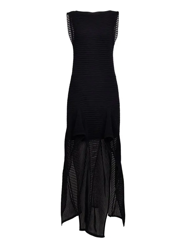 Alaïa Knitted Short Ruffled Dress - Black