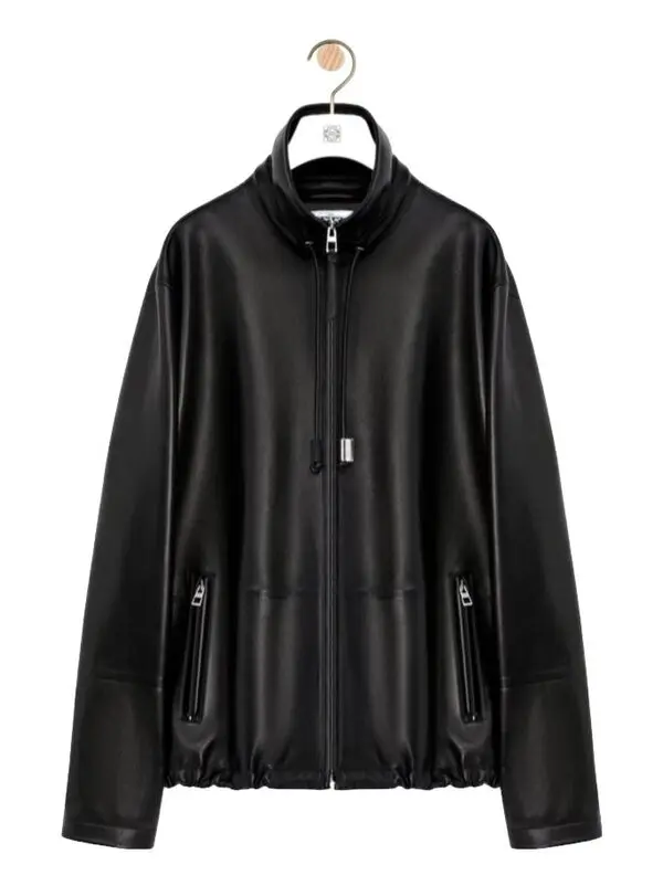 Loewe Zip-up Jacket In Nappa Lambskin - Black