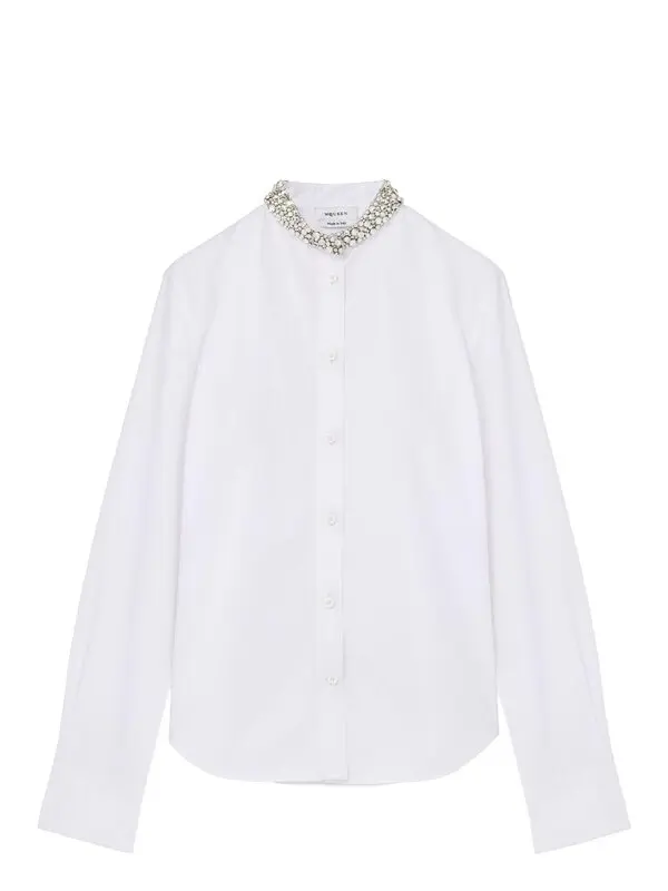 Alexander McQueen Embellished Neck Long Sleeve Shirt - Optical White