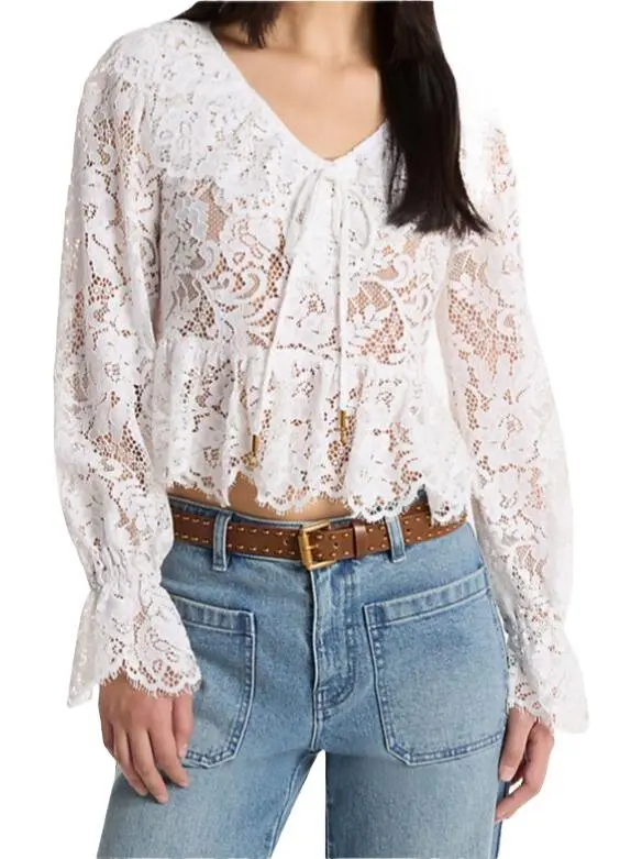 Michael Kors Corded Floral Lace Blouse - White