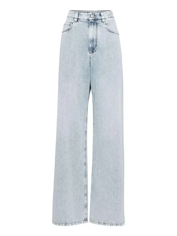 Brunello Cucinelli High Waisted Wide-leg Jeans - Blue