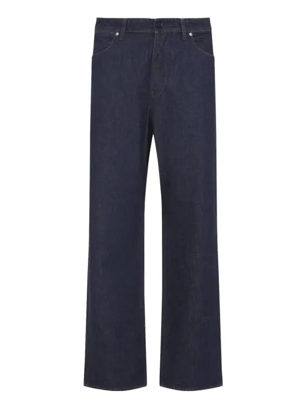 Stone Island Logo Patch Straight-leg Jeans - Black