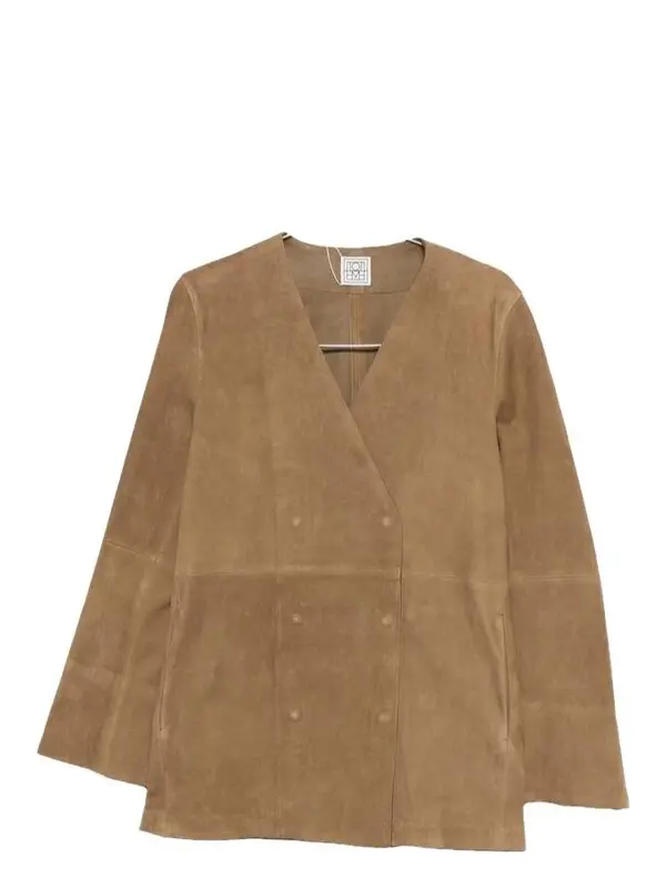 TOTEME Double-breasted Suede Jacket - Brown