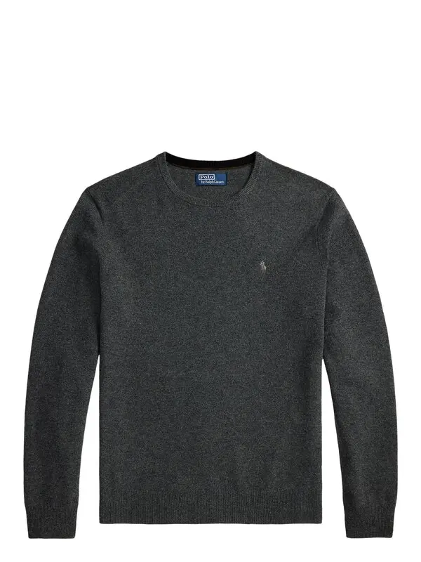 Polo Ralph Lauren Embroidered Crewneck Knit Jumper - Dark Charcoal Heather