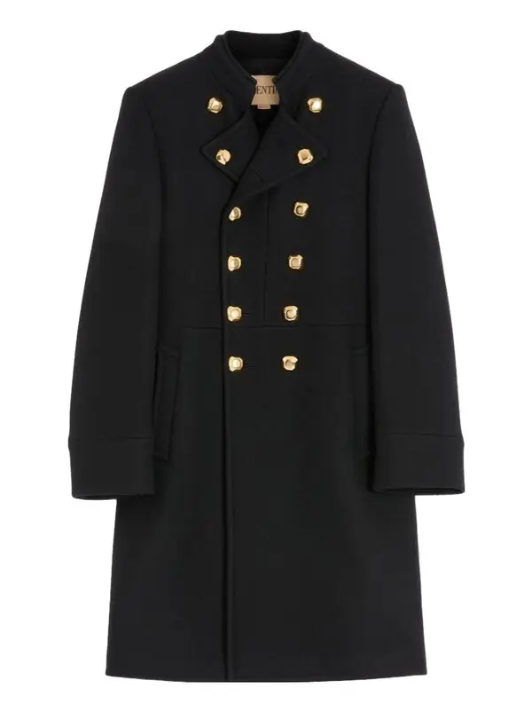 Valentino Garavani Double-breasted Long-sleeved Coat - Black