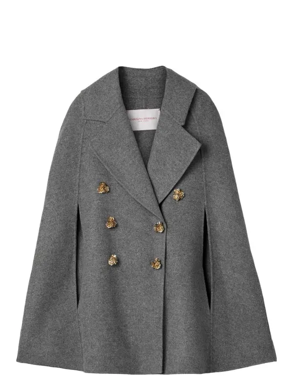 Carolina Herrera Double-breasted Wool Felt Cape - Grey