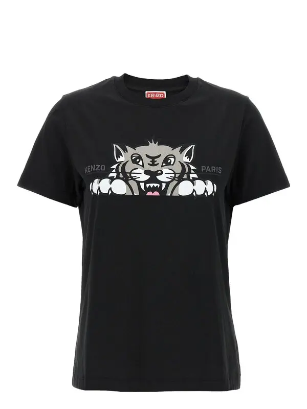 Kenzo Logo Printed Crewneck T-shirt - Black