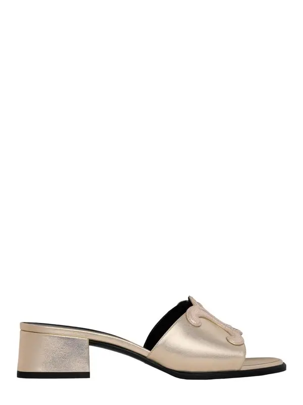 Celine Mule In Laminated Calfskin Tejus Stamped Calfskin - Nude