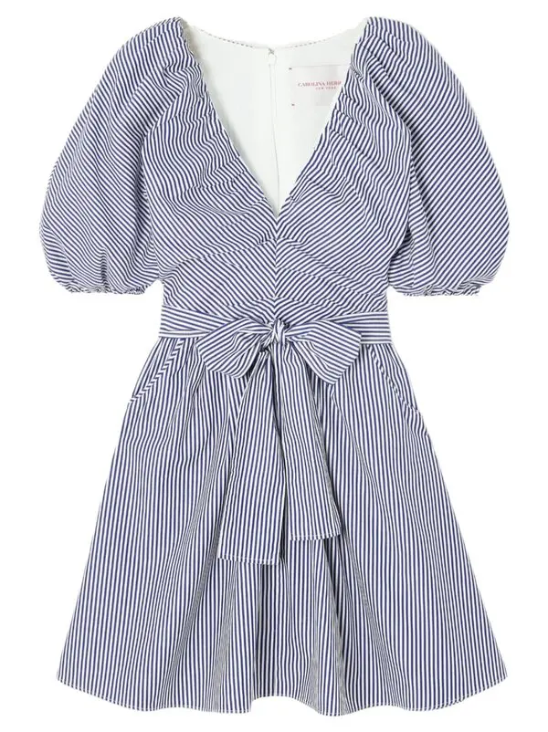 Carolina Herrera Striped Poplin Mini Dress - Blue