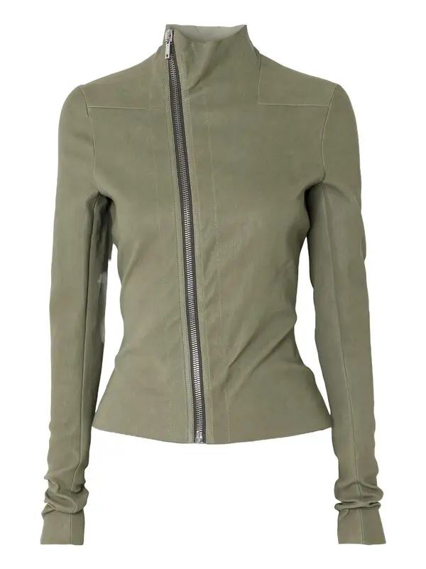 Rick Owens Asymmetrical Zip Up Jacket - Green