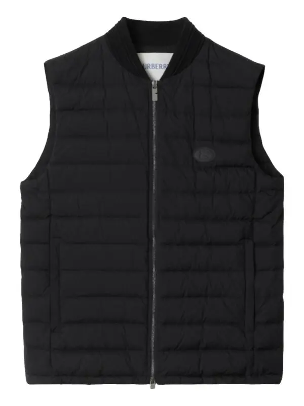 Burberry Quilted Puffer Gilet With Logo Patch - Black
