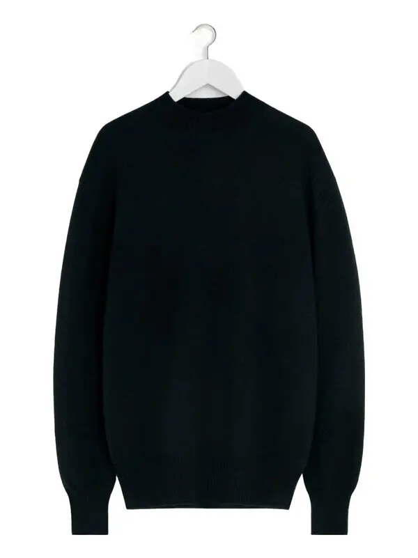 LEMAIRE Mock Neck Rib-knit Trim Sweater - Black