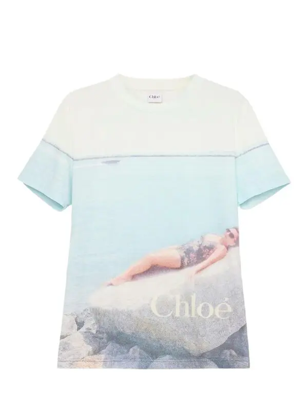 Chloé Cotton Jersey Crewneck T-shirt - Blue