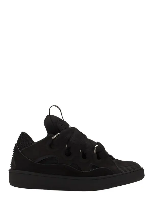 LANVIN Curb Round Toe Lace-up Sneakers - Black