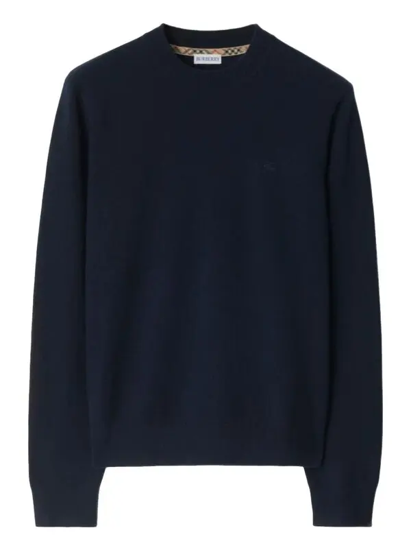 Burberry Cashmere Blend Sweater With Equestrian Knight Design - Navy