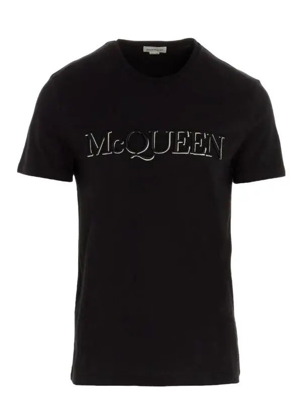 Alexander McQueen Logo Embroidered T-shirt - Black