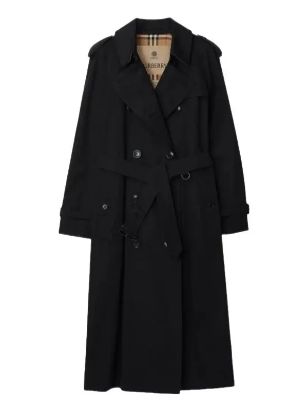 Burberry Double Breasted Belted Trench Coat - Black