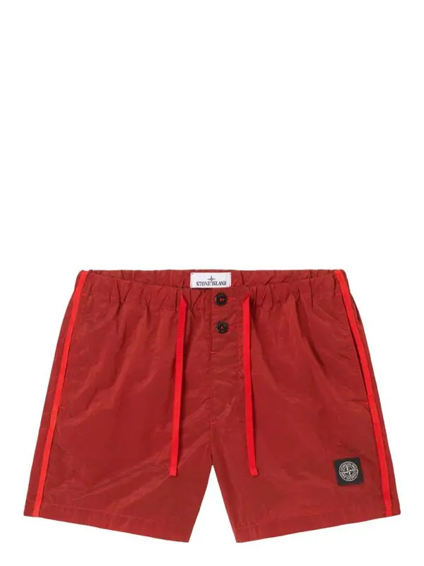 Stone Island Side-stripe Slim Fit Shorts - Scarlet