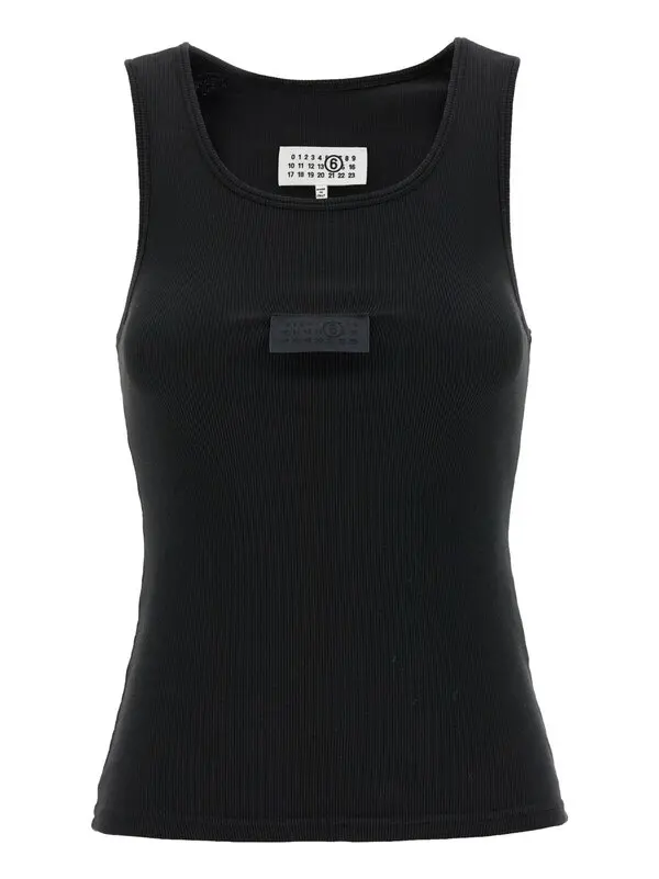 MAISON MARGIELA Sleeveless Tank Top With Numeric Signature Patch - Black