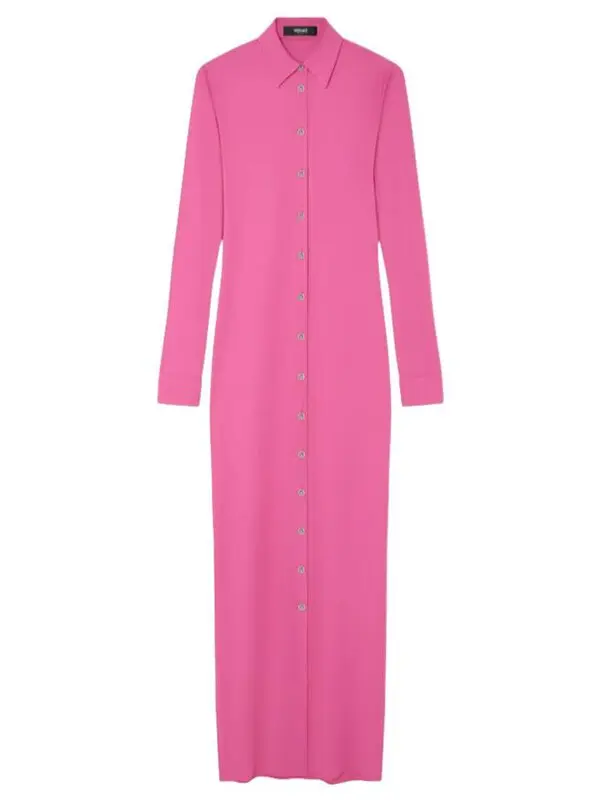 Versace Long-sleeved Collared Shirt Dress - Pink