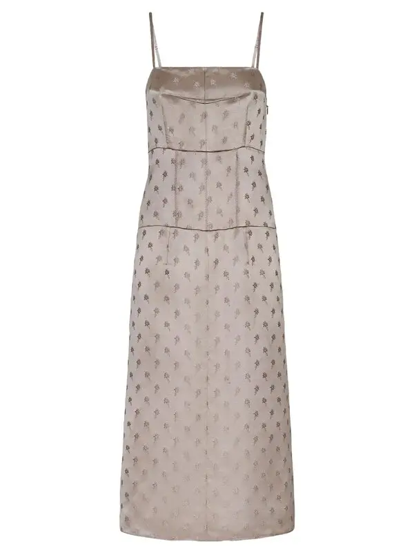 Fendi Sleeveless Floral Jacquard Midi Dress - Brown