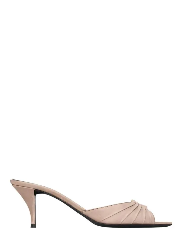 Saint Laurent Babylone Peep Toe Mules - Nude