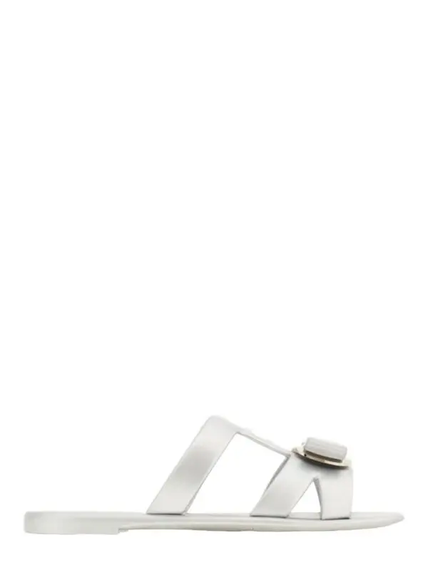 FERRAGAMO Vara Plate Strappy Slides - Silver