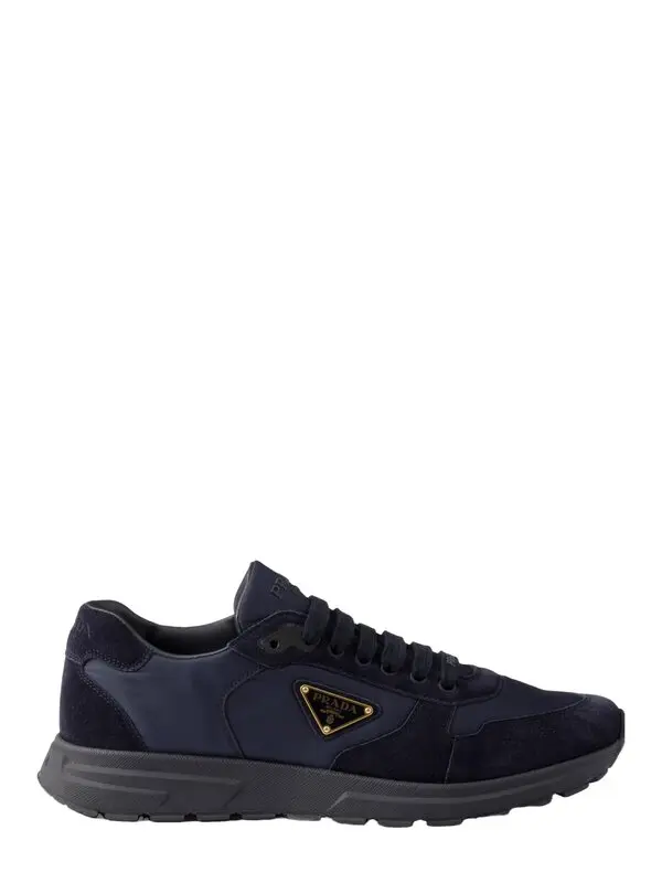 Prada Suede And Nylon Lace-up Sneakers - Navy