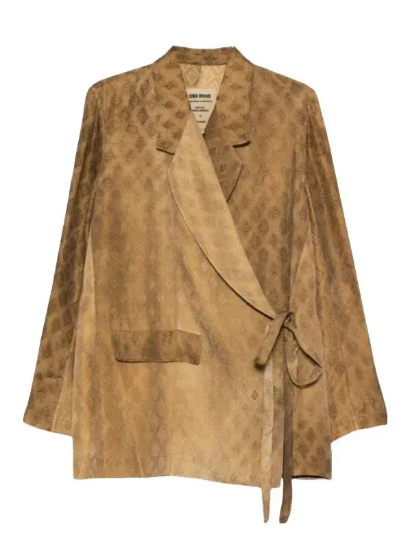 UMA WANG Long-sleeved Jacket With Tie Closure - Brown