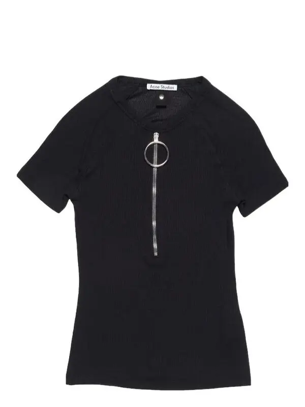 Acne Studios Zip Short-sleeve Top - Black