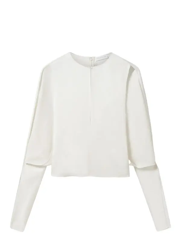 Stella McCartney Cape-sleeve Cut-out Satin Top - Cream