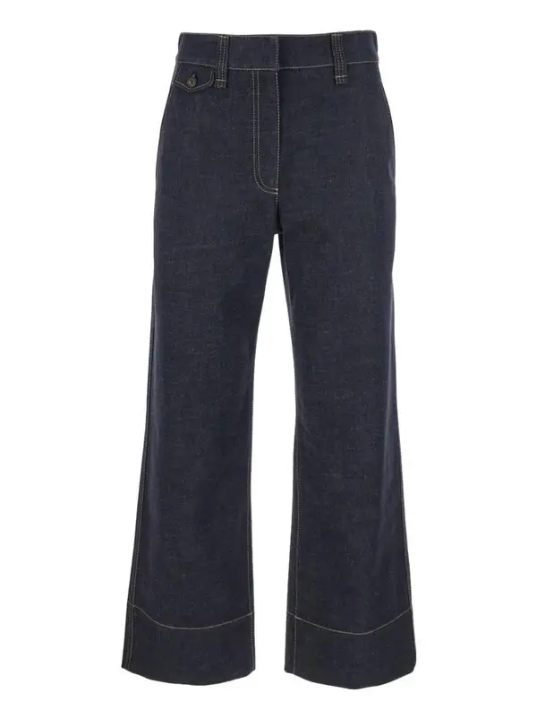 Brunello Cucinelli Zipped Wide-leg Jeans With Contrast Stitching - Blue
