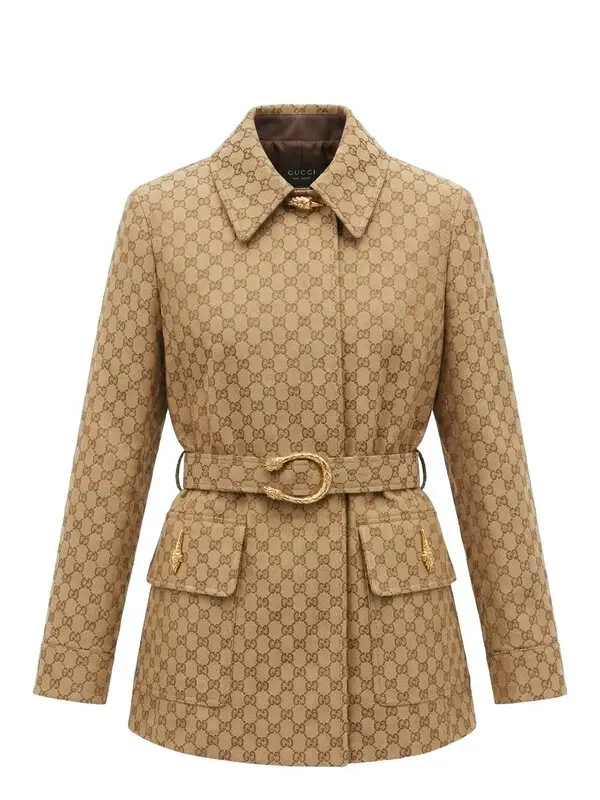 Gucci Monogram Belted Jacket - Nude