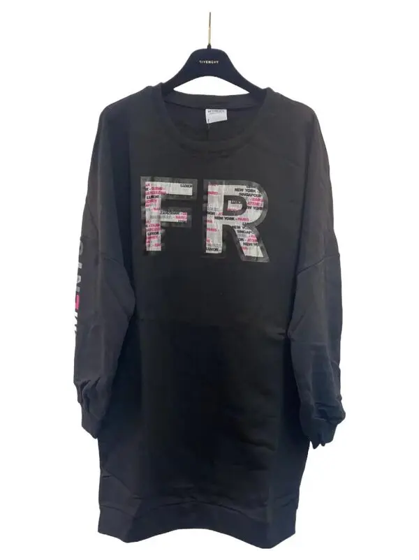 Vetements Crewneck Long-sleeve Dress With Graphic Print - Black